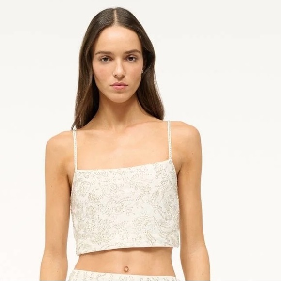 STAUD | Tops | Staud Cream Crop Top Set For Casual Resort Wear | Poshmark